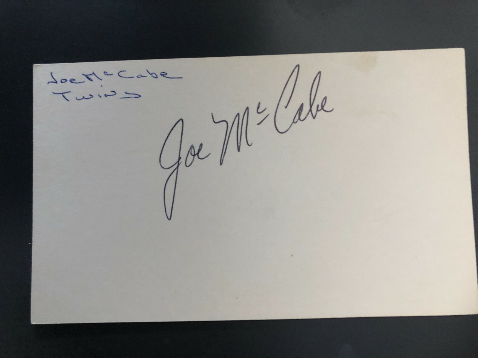 Washington Senators JOE MCCABE autographed 3x5 Index Card | eBay