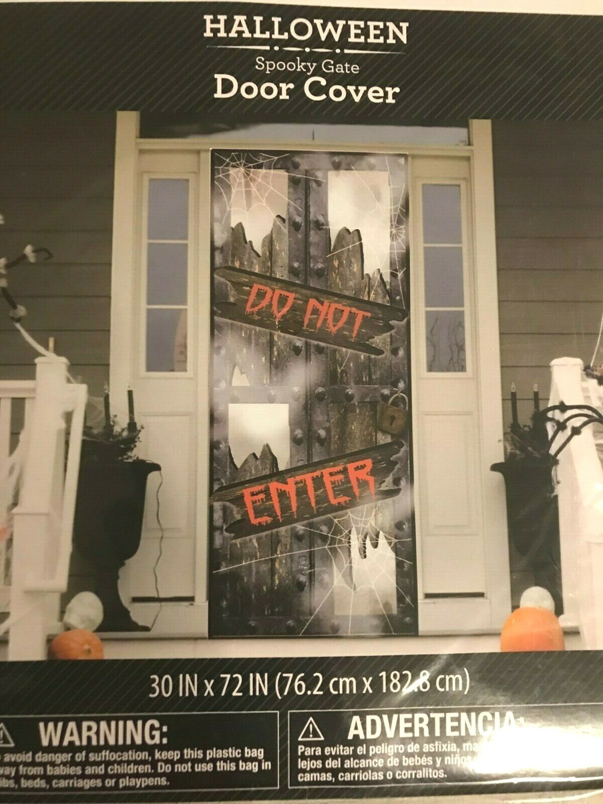 Halloween Door Cover Spooky Gate DO NOT ENTER Wall Poster Scene Setter ...