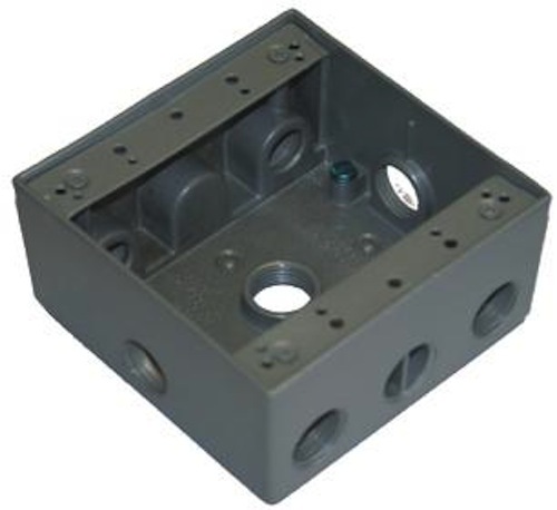 Westgate W2B75-7X 2-Gang Weatherproof Box 7 X .75 Inch Hubs 2 Inch Deep ...