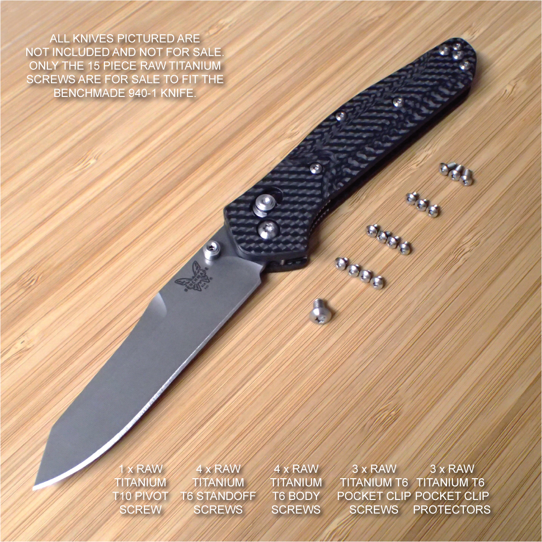 Benchmade 940-2 Osborne Knife 15 PC Custom Natural RAW Titanium Torx ...