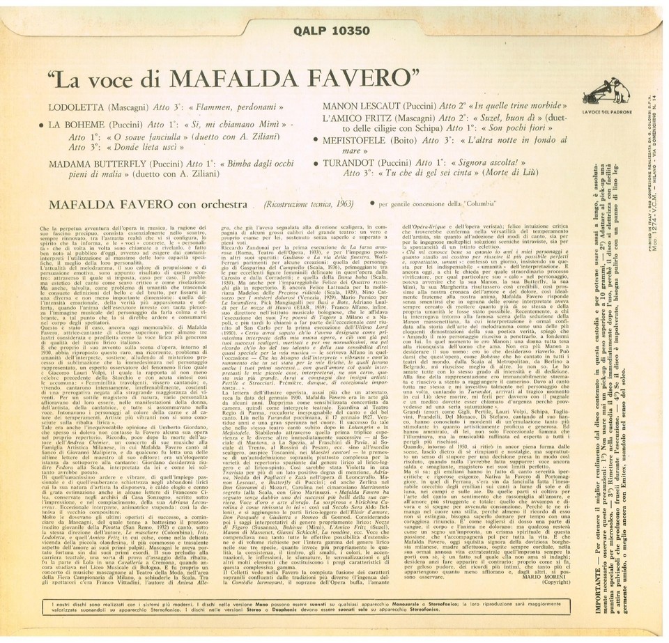 Mafalda Favero: La Voce Di Mafalda Favero - LP Emi | eBay