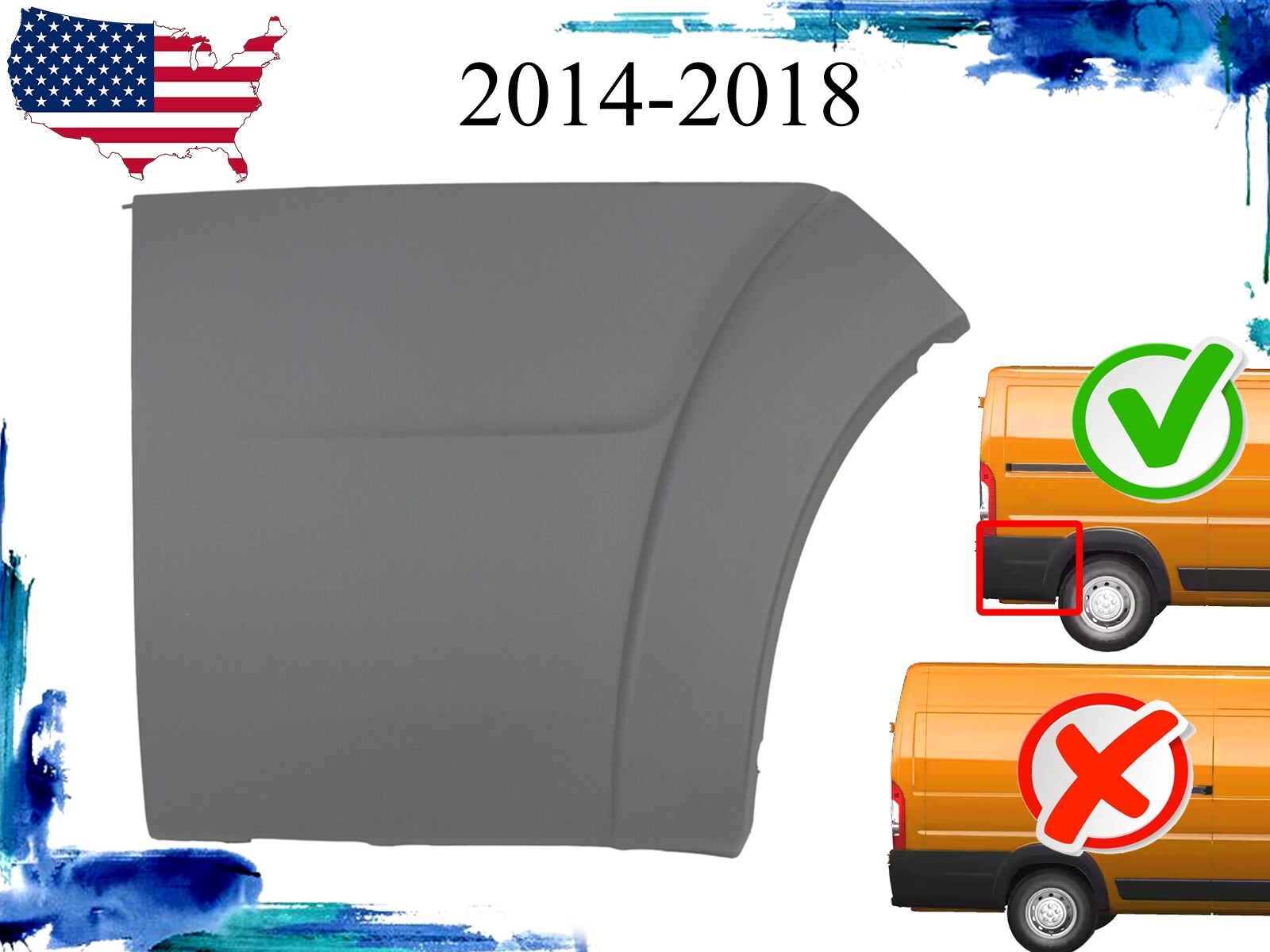 Fits 2014-2018 Ram ProMaster 1500 2500 Rear Right Side Panel Molding ...