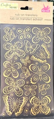 Crafters Square Rub on Transfers, Gold Metallic, Butterflies, Crafts ...