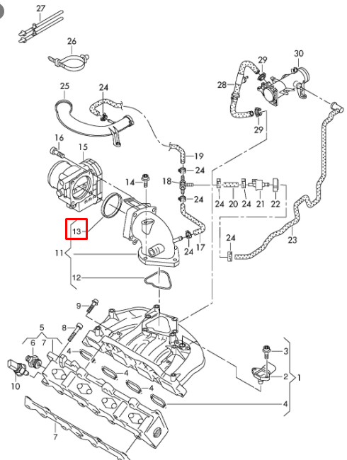 VW TOURAN 5T Drosselklappengehäuse Ansaugkrümmer Dichtung 03C133073A ...