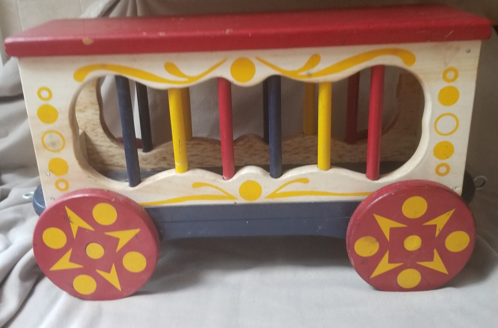 VINTAGE WOODEN CIRCUS TRAIN CAR WITH 6 PIECE WOODEN ACCESSORIES | eBay