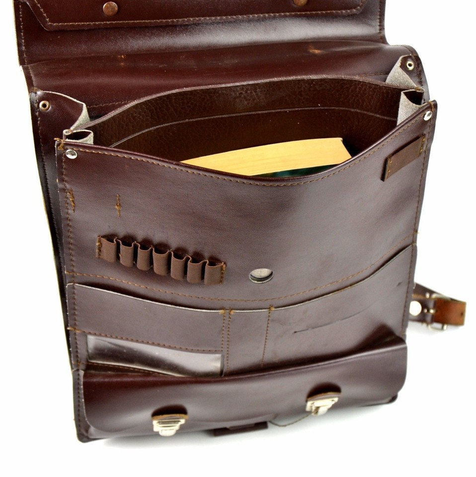 Original Czech army map case. Brown leather vinyl CZ military document ...