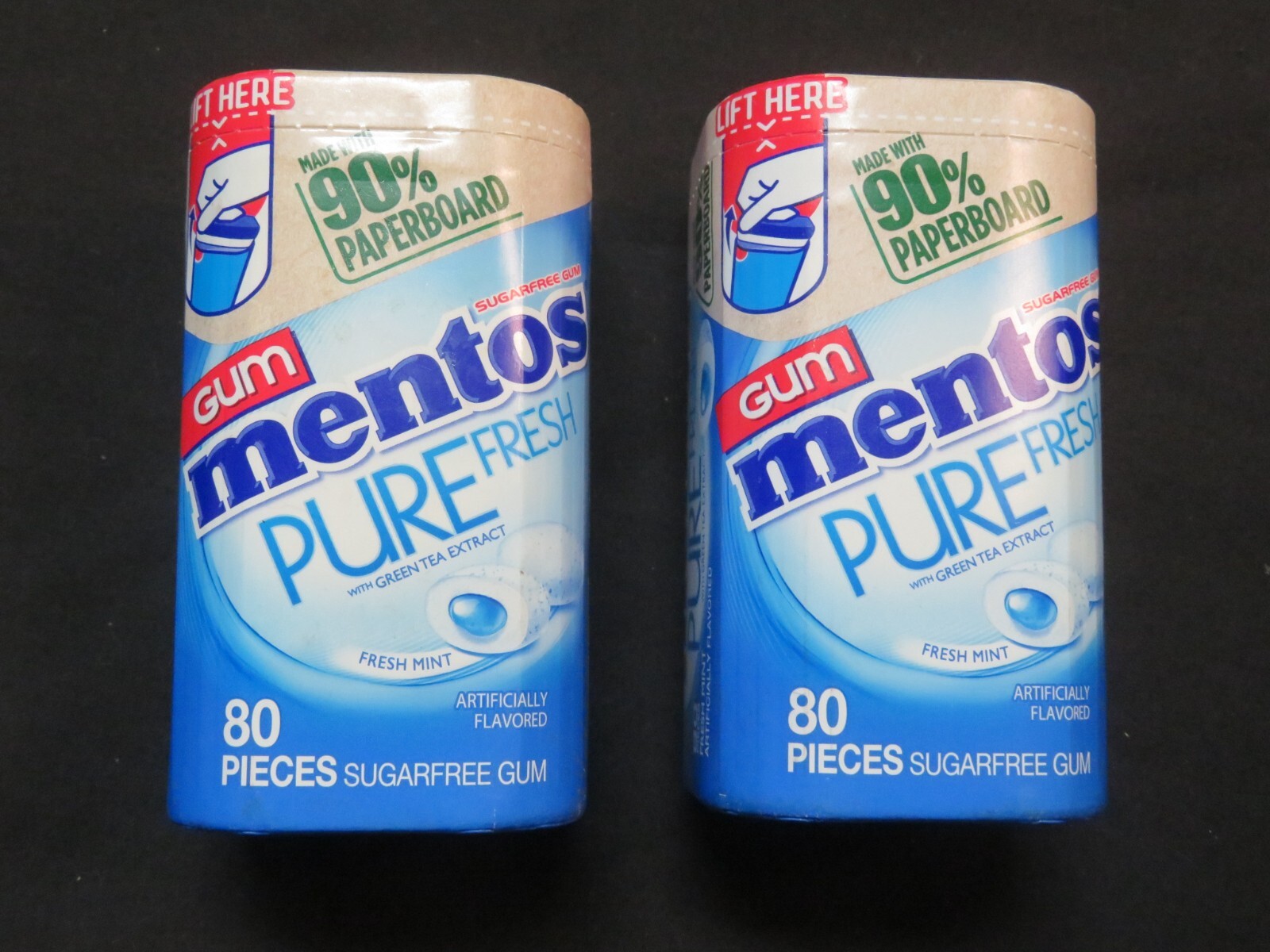 (2) Packs Mentos Pure Fresh Sugar Free Fresh Mint Gum 80 Pieces Per ...