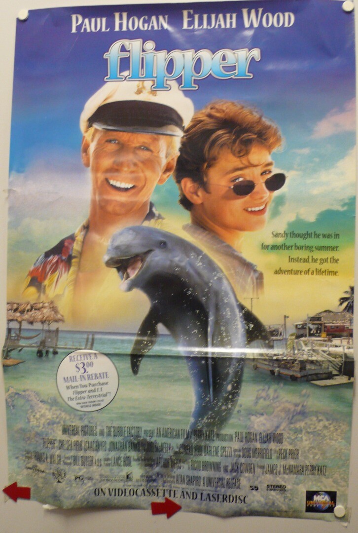 FLIPPER Videocassette and Laser-disc Movie Poster made in 1996 | eBay