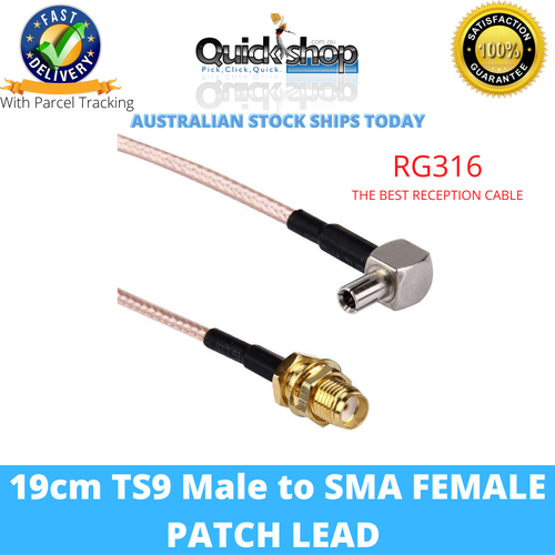 TS9 Male to SMA Female for Telstra Modems Patch Lead RG316 Cable 19cm ...