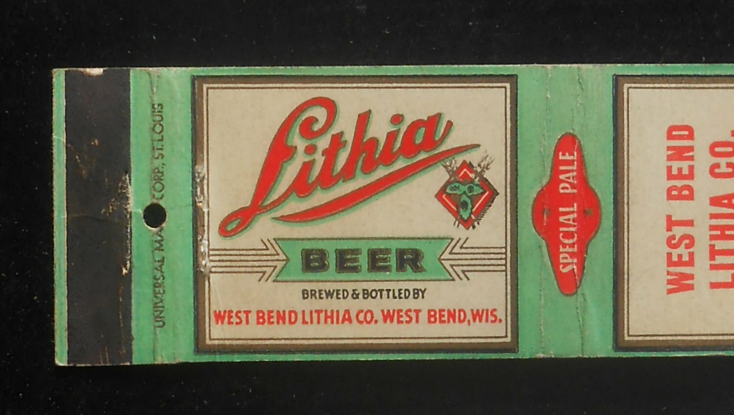 1930s Lithia Beer Brewed & Bottled By West Bend Lithia Co. Phone 9 West ...