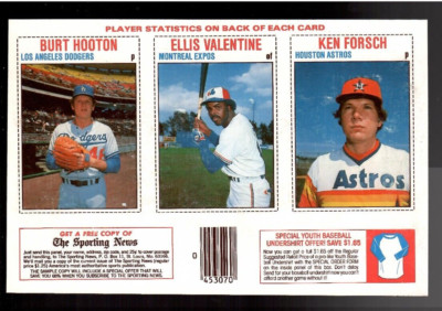 Burt Hooten & Ellis Valentine & Ken Forsch 1979 Hostess 3-Player BB ...