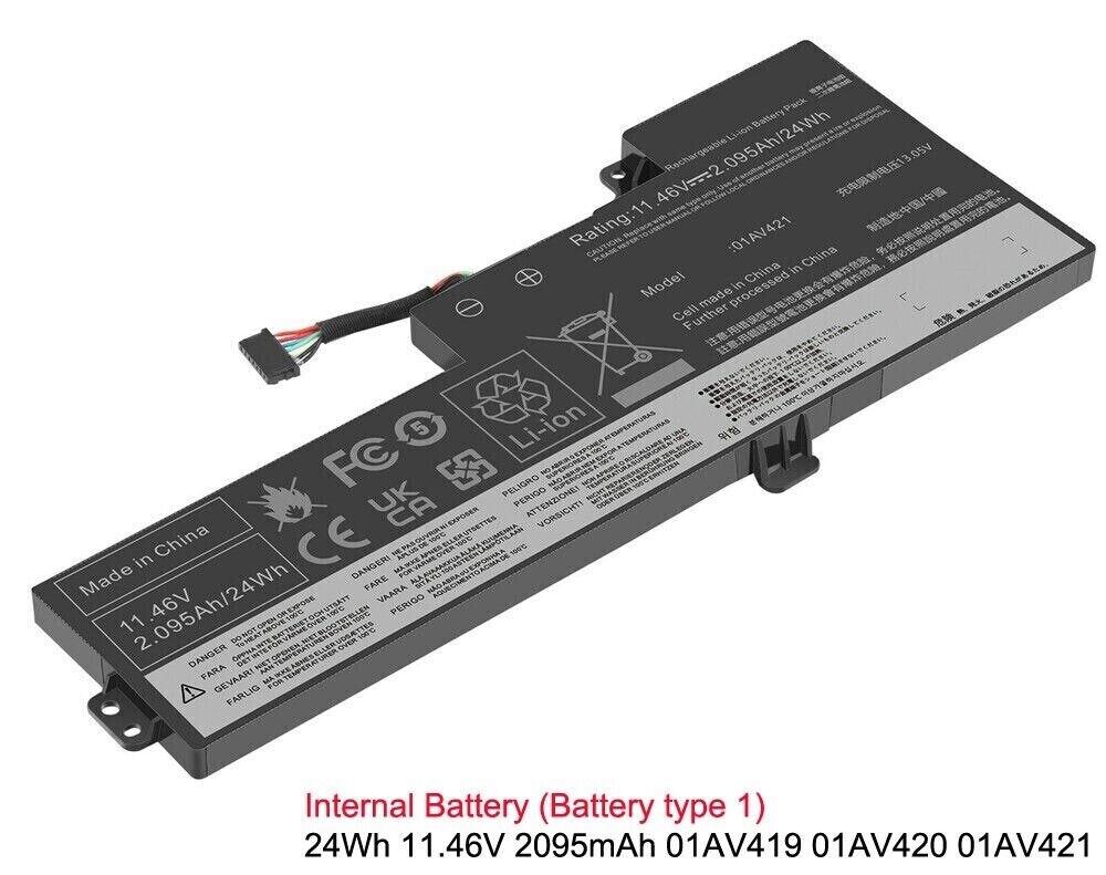 New 24Wh 11.46V Internal Battery 1 for Lenovo 01AV419 T470 T480 A475 ...