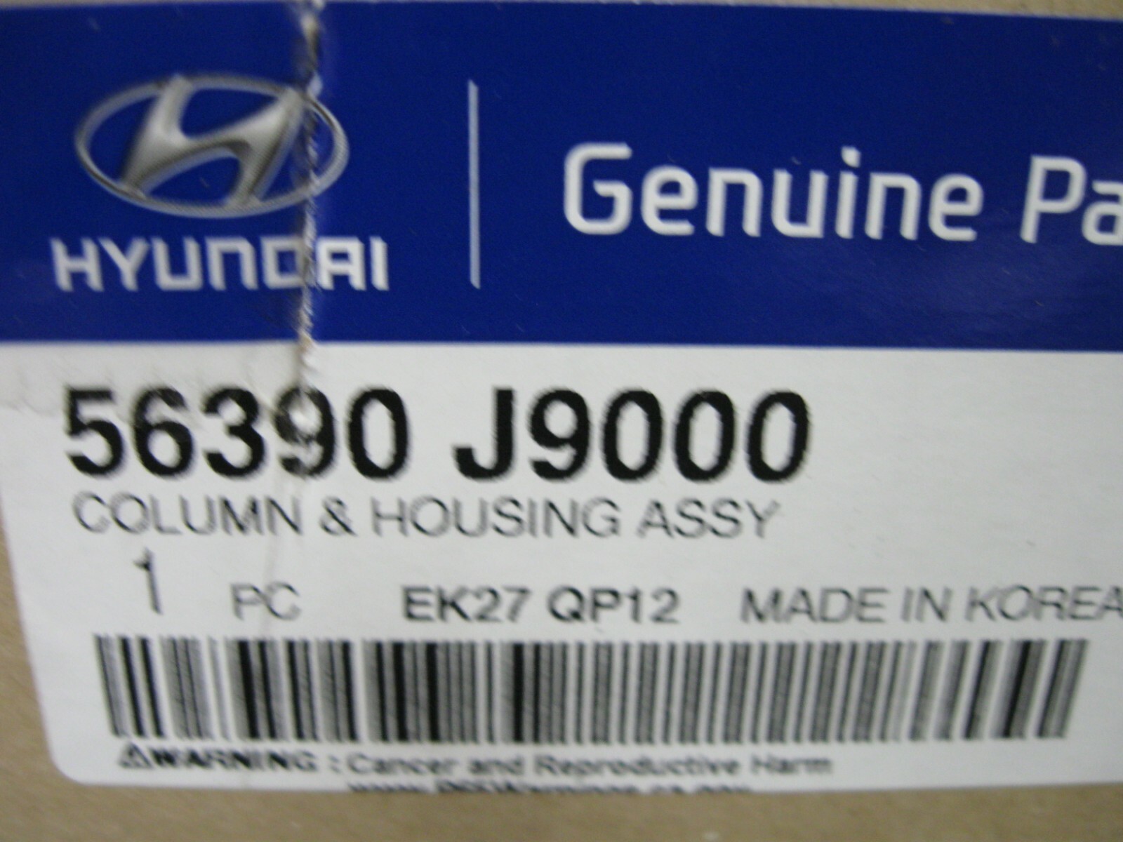 Genuine Hyundai Steering Column Assembly (pn 56390 J9000) for sale ...