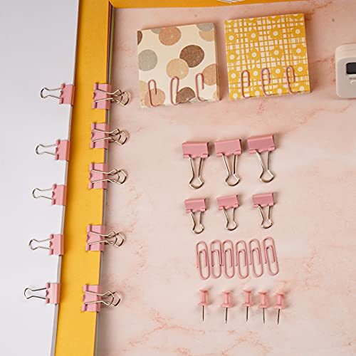 97 PCS Office Supplies for Women, Paper Clips, Binder Clips and Push ...