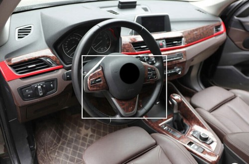 Fit For BMW X1 F48 2016-2021 Red Wood Grain Car Front Steering Wheel ...