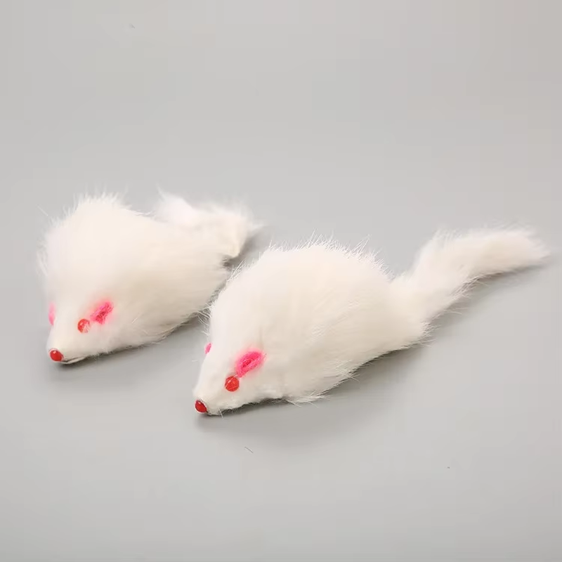 Cat Mice Toys False Mouse Cat Toy Long Tail Mice Soft Real Rabbit Fur ...