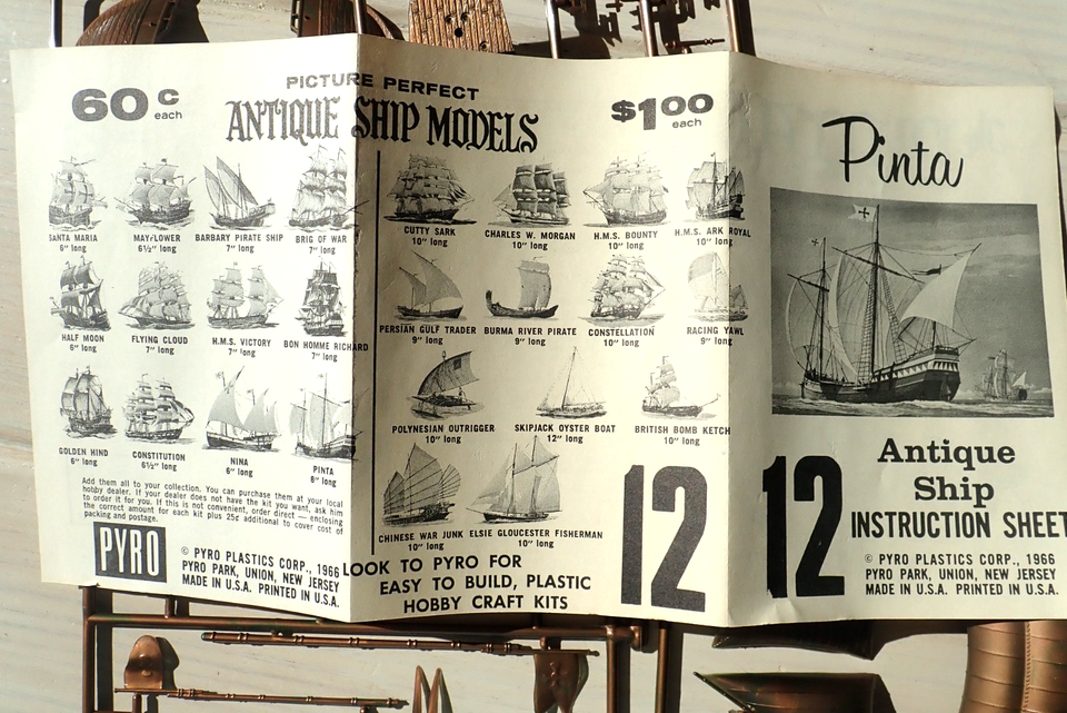 Vintage Pinta AND Santa Maria Columbus Ship Models Pyro 1966 w ...