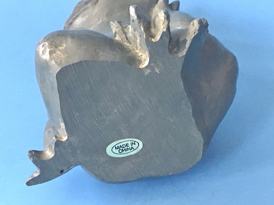 Vintage Frog Sculpture 5.5” Dark Green Head In Hand Free Standing Stone ...