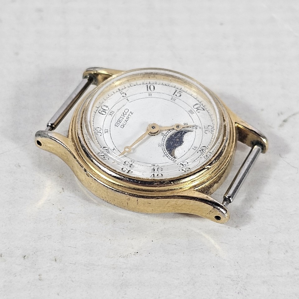 Seiko Moon Phase Quartz Women's Watch 4K22-0049 Gold Tone Head Only ...