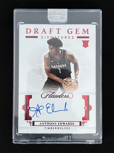 15/15 ≈1/1 2020-21 Panini Flawless Anthony Edwards Ruby Draft Gem Auto ...