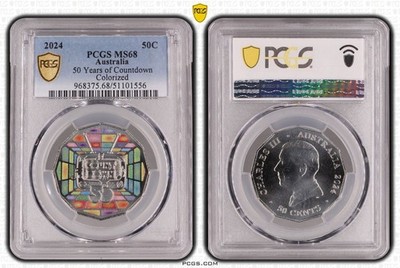 Australia 2024 50 Years of Countdown 50c Coloured Coin PCGS MS68 #1556 ...