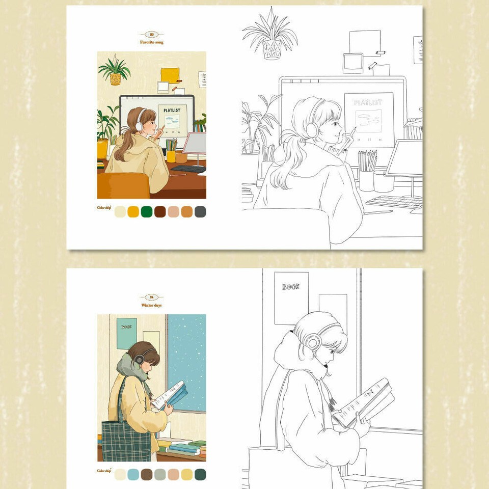 Emotional Coloring Book to Color The Happiest Time Korea Color book | eBay