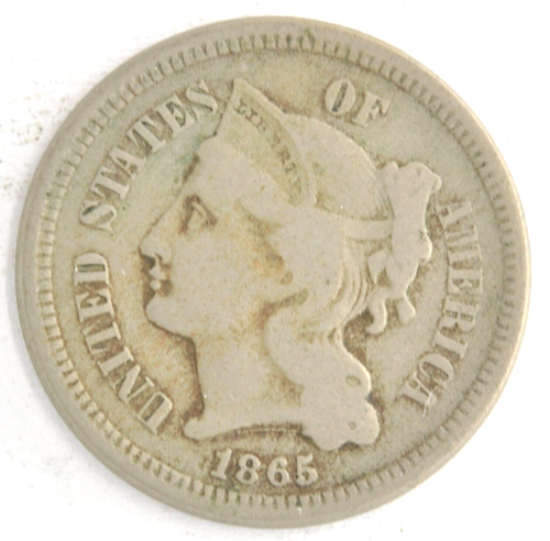 United States 1865 Series Three Cent Nickel Copper-Nickel Philadelphia ...