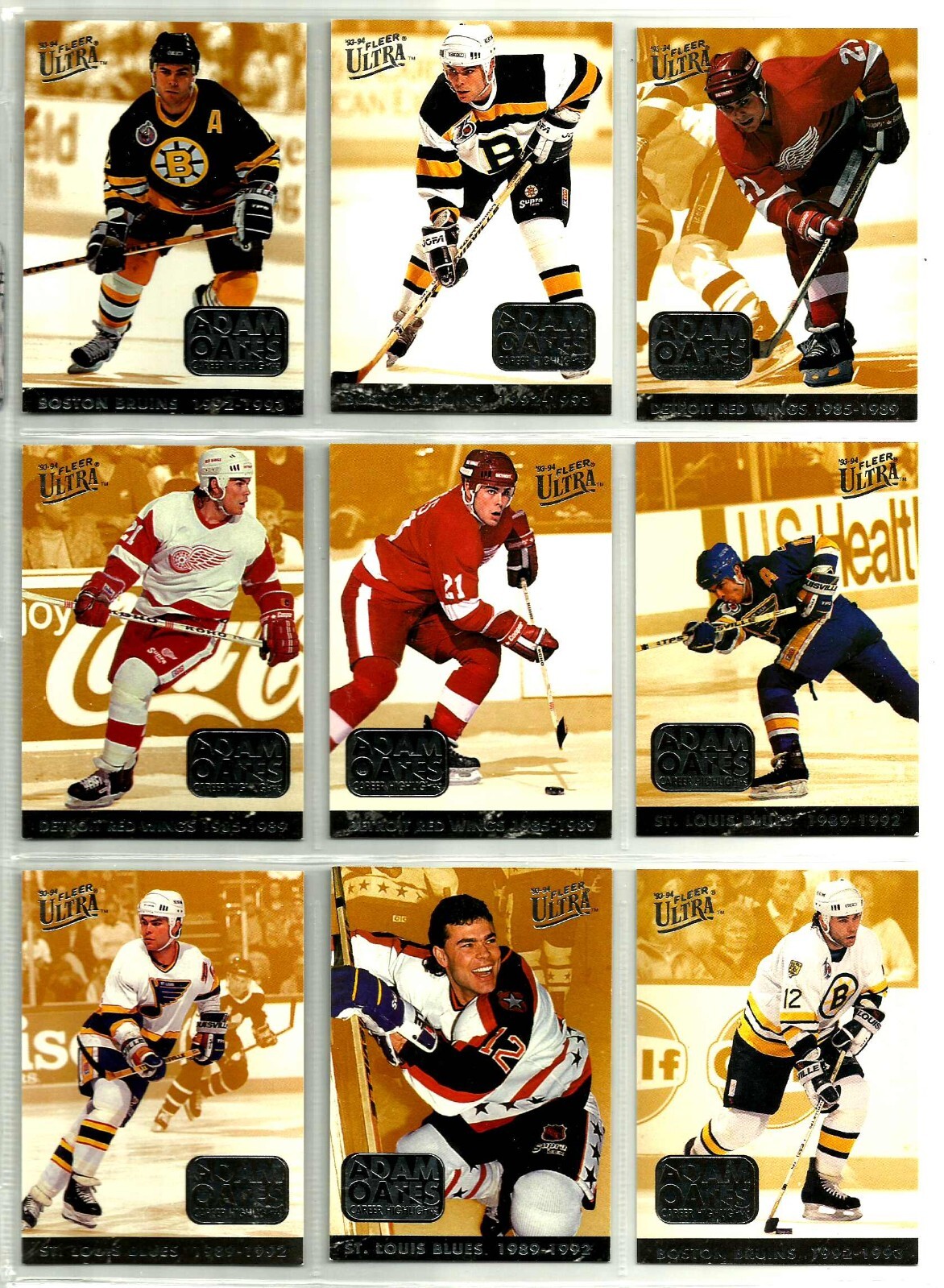 1993-94 ULTRA ADAM OATES COMPLETE 10 CARD HOCKEY SET Mint Rare | eBay