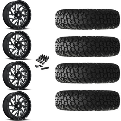 16" Fuel Triton D581 Black Milled Rims & 32" EFX MotoVator Tires 8 Ply ...