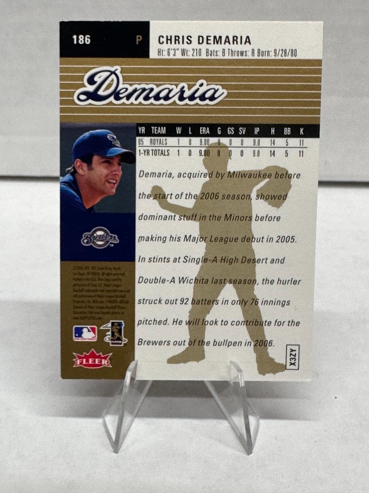2006 Fleer Ultra Gold Medallion #186 Chris Demaria RC Milwaukee Brewers ...