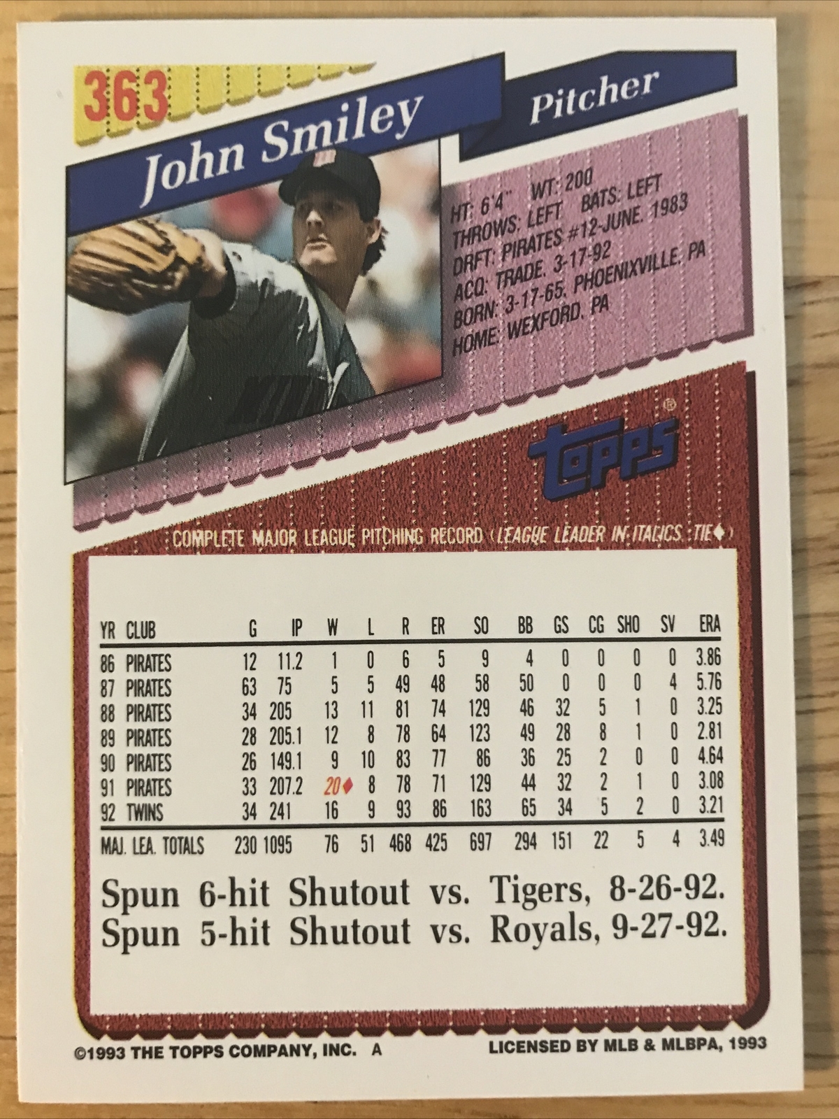 1993 Topps - #363 John Smiley for sale online | eBay
