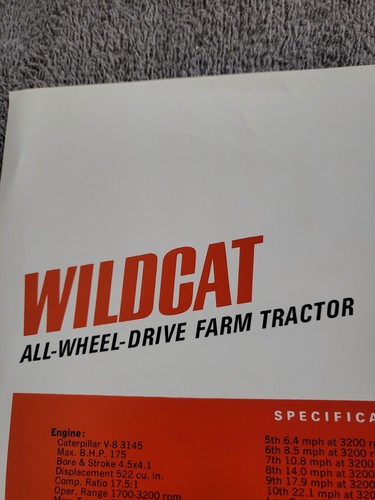 Vintage 1969 Steiger WILDCAT Tractor BROCHURE CAT 3145 V8 Diesel Engine ...