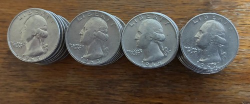 $10 FULL ROLL of 40 coins 1968 Quarters Old Money Washington Cheap USA ...