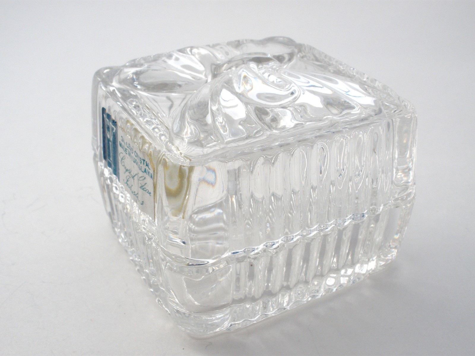 Lead Crystal Trinket Box with Bow 24% Yugoslavia Raised Bow Design ...