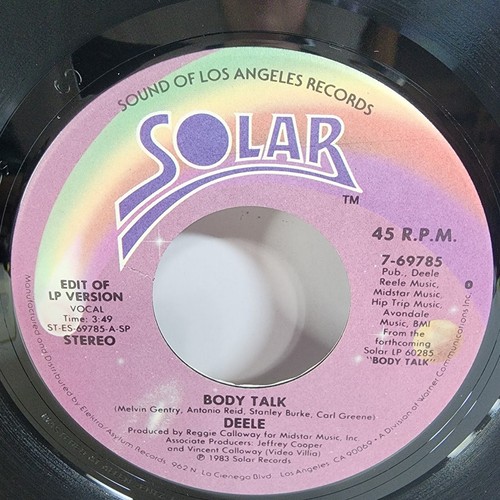 Deele - Body Talk 45 RPM Solar 7” 7-69785 Vocal & Instrumental | eBay ...