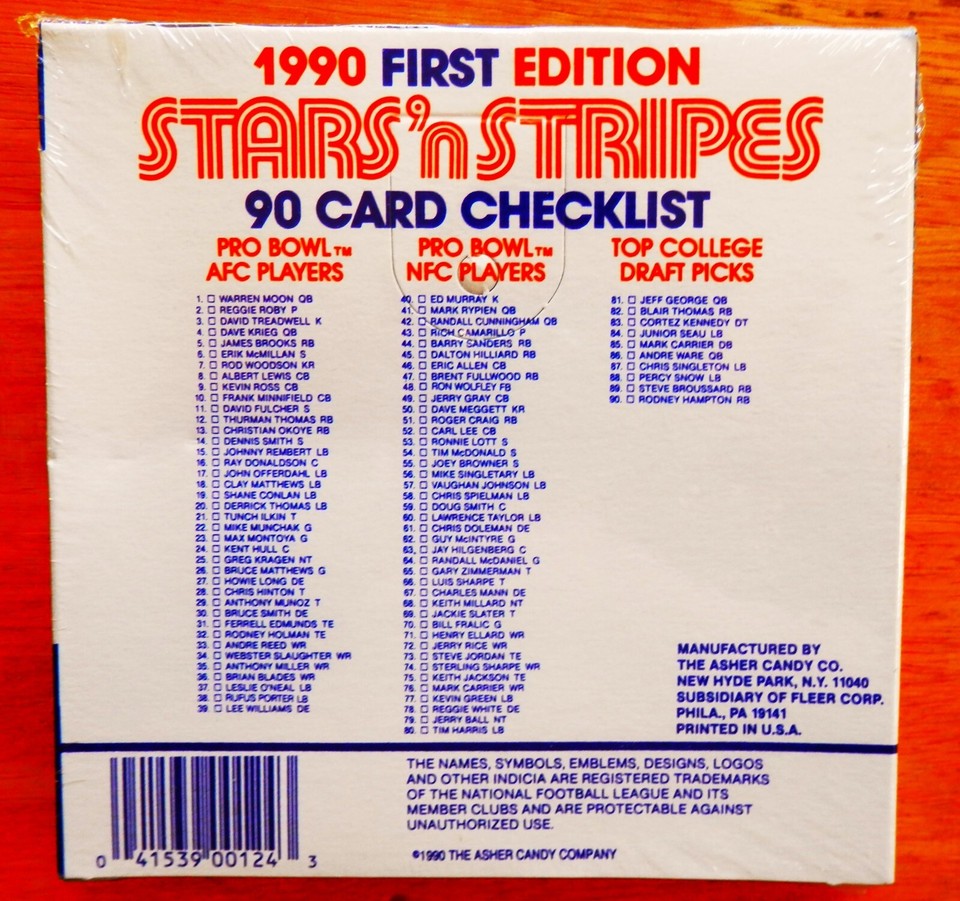 1990 FIRST EDITION STARS'n STRIPES NFL FOOTBALL STARS & ROOKIES 8 CARDS ...