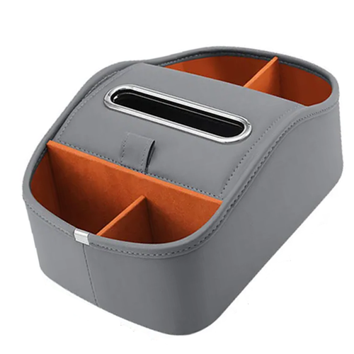 PU Leather Storage Box Car Center Console Organizer Tissue Case Gray ...