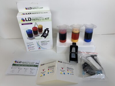 LD Ink Cartridge Color refill kit LD-RFK011C HP 22, 28, 57 Cyan Magenta ...