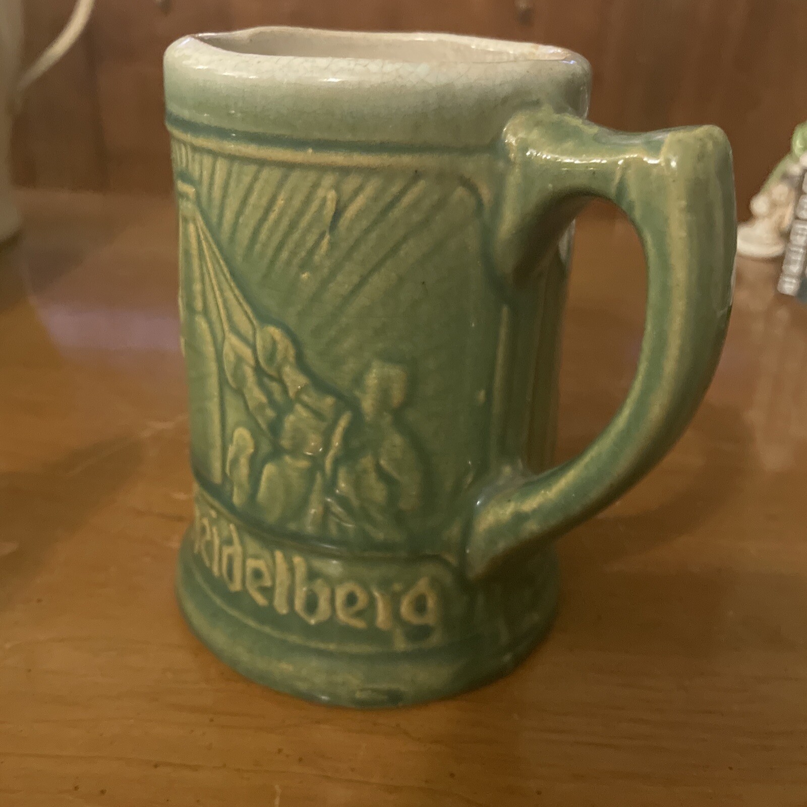 Vintage Blatz Old Heidelberg Mug Green Glazed Pottery Beer Seidel 3 ...