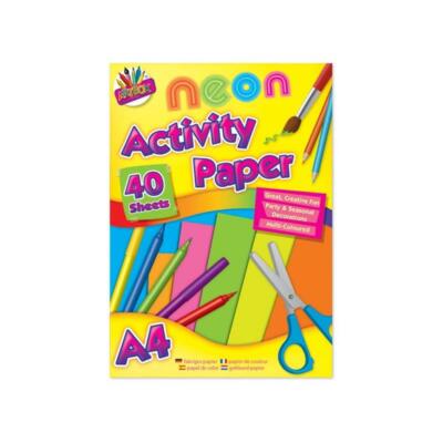 A4 Fluorescent Pad - Coloured Activity Paper Arts Crafts Kids Bright 40 ...