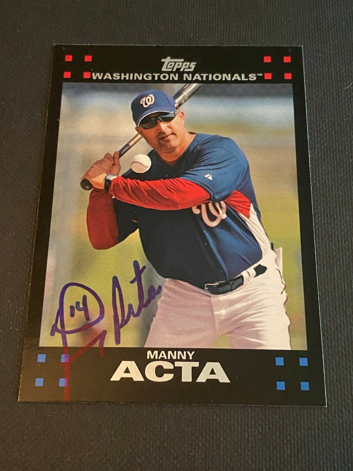 Manny Acta Signed 2007 Topps Card #607 Auto Washington Nationals ...