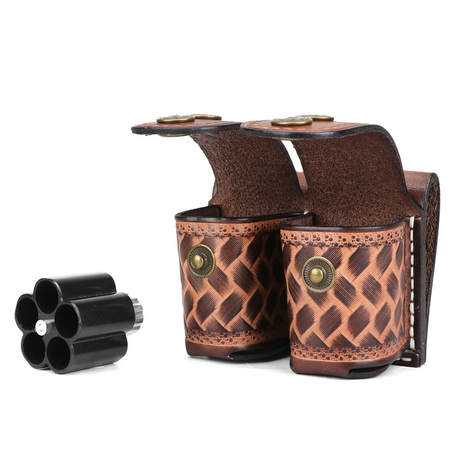 TOURBON Leather Revolver Double Speed Loader Pouch Shooting Game Ammo ...