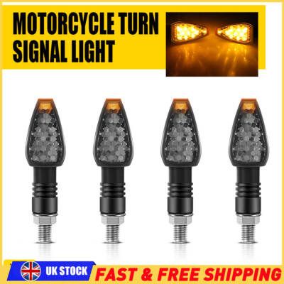 Set of 4 Motorcycle Turn LED Indicator Signal Amber Blinker Lights ...