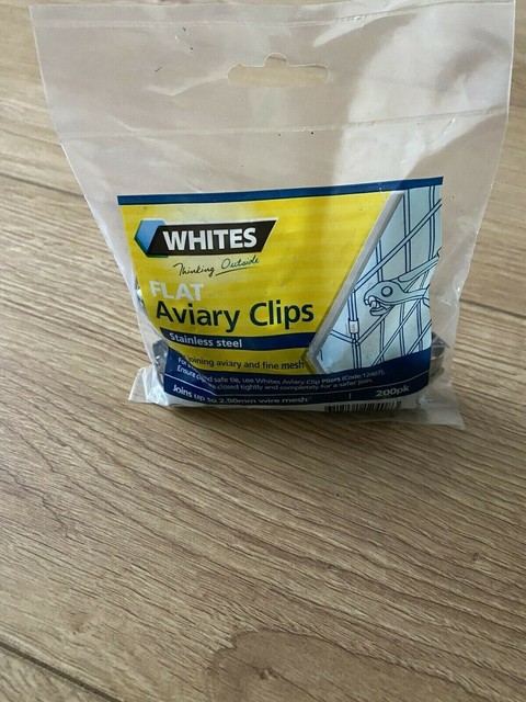 Whites 200 Flat Stainless Steel Aviary Clips 2.50mm Wire Mesh Fence ...