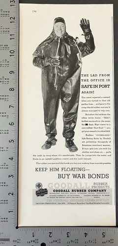1943 Goodall Rubber Company Overboard Life-Saving Suit B&W Vintage ...