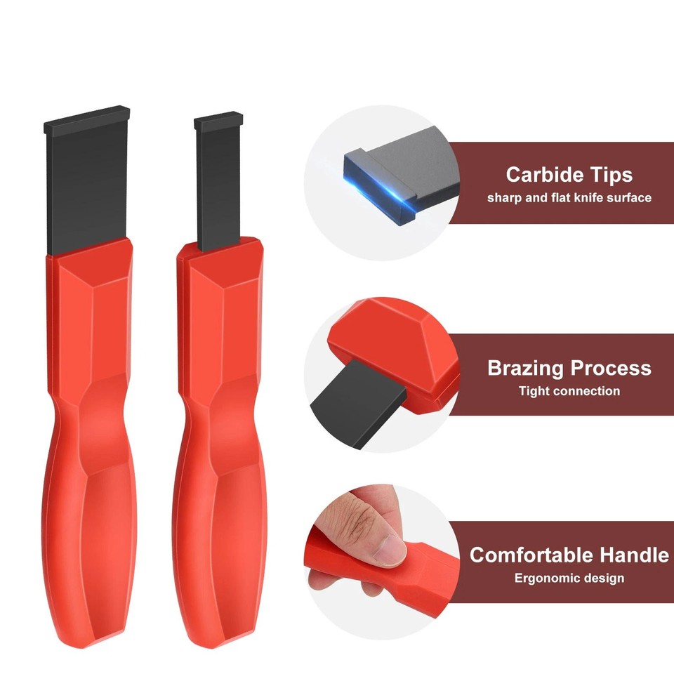 2PCS 1.26" & 0.63" Carbide Scraper Blade w/ Tungsten Tip for Gasket ...