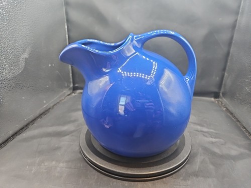Vintage Hall USA Cobalt Blue Handled Ball Water Pitcher Jug Ice Lip MCM ...