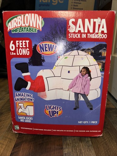 2006 Gemmy Inflatable 6ft Santa Stuck In Igloo Christmas Animated ...