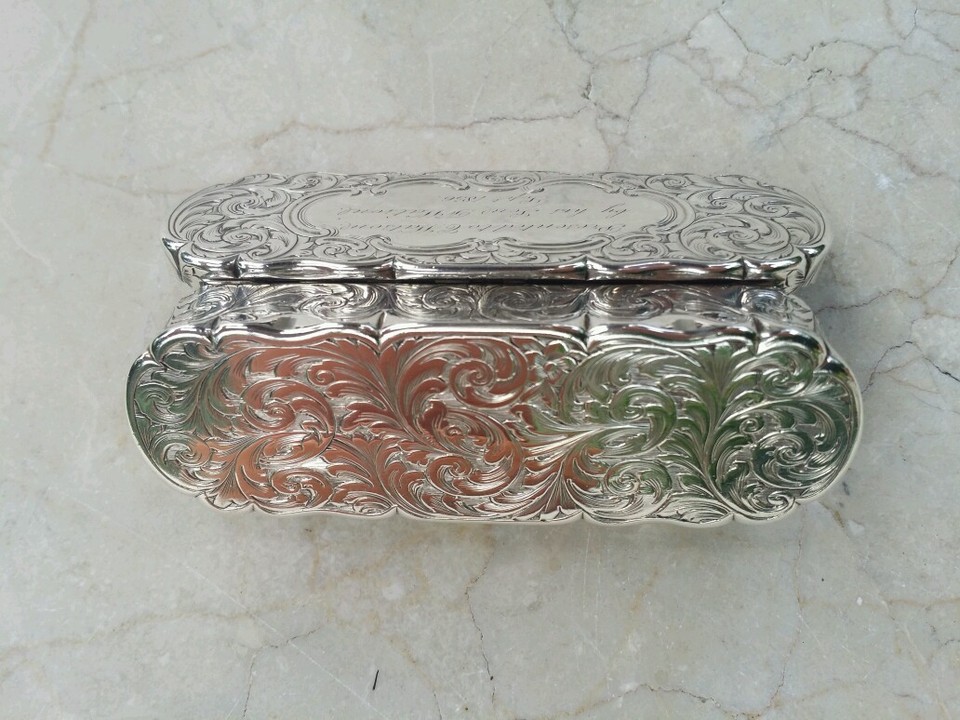 STUNNING ANTIQUE STERLING SILVER SNUFF BOX, BIRMINGHAM, EDWARD SMITH c ...