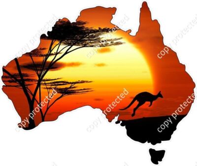Australian Sunset Kangaroo Flag Kangaroo Bumper Sticker Decal Car ...